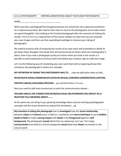 Photographic Annotation | Teaching Resources Photographic Annotation | Teaching Resources