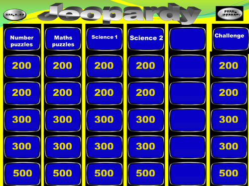 Maths and Science Quiz Jeopardy Game Version 2 | Teaching Resources