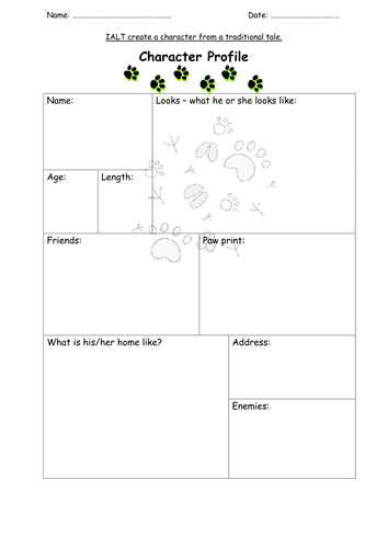Traditional Tale Character Profile | Teaching Resources