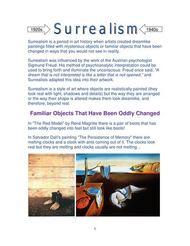 Surrealism Worksheets | Teaching Resources
