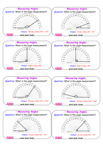 Quiz Quiz Trade - Measuring Angles activity | Teaching Resources