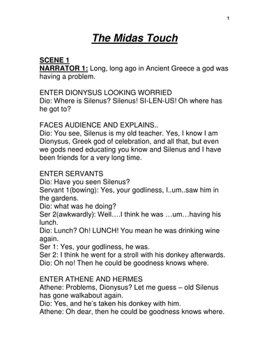 The Midas Touch assembly script. | Teaching Resources