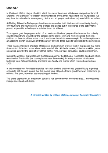 Black Death Sources (differentiated) | Teaching Resources