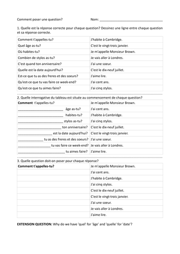 Comment poser une question | Teaching Resources