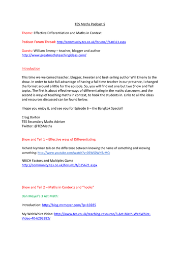 TES Maths Podcast - Differentiation | Teaching Resources TES Maths Podcast - Differentiation | Teaching Resources
