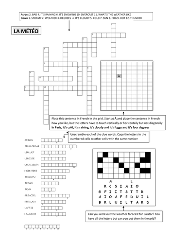 Weather word games in French | Teaching Resources