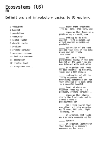 Introduction to ecology by ScienceAmb - Teaching Resources - TES