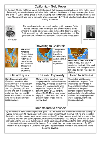 The Californian Gold Rush - American West | Teaching Resources