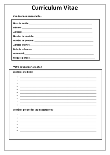 French CV and Interview Questions. | Teaching Resources