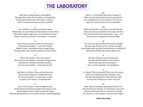 The Laboratory by Robert Browning by - UK Teaching Resources - TES