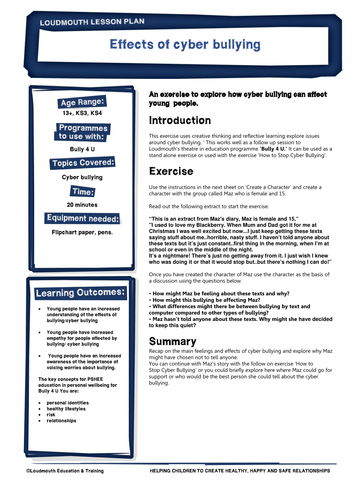 Effects of Cyber Bullying | Teaching Resources