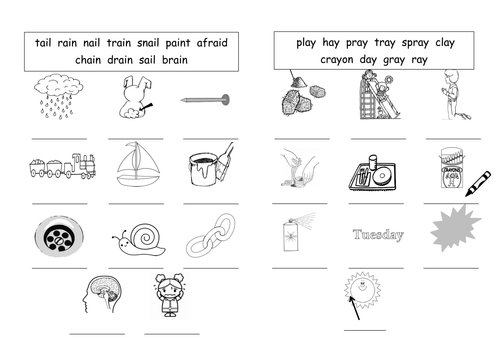 ai ay long A sound worksheets | Teaching Resources