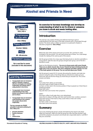 Alcohol and Friends in Need | Teaching Resources
