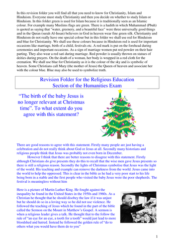 Revision folder for Humanities Welsh Board RE | Teaching Resources