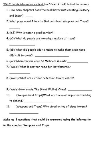 Project X guided reading UNDER ATTACK 3c to 3b | Teaching Resources