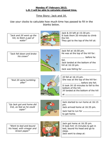 KS2 maths; Jack & Jill Time Story Elapsed Time | Teaching Resources