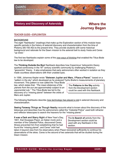 The History and Discovery of Asteroids | Teaching Resources