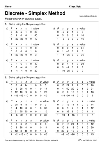 Simplex practice questions + solutions | Teaching Resources Simplex practice questions + solutions | Teaching Resources