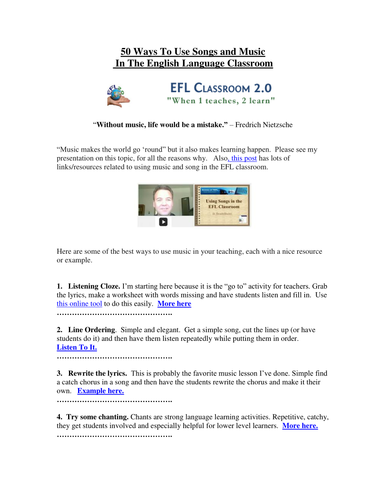 50 ways to use music and song | Teaching Resources