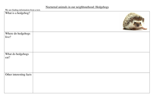 Fact gathering sheet: hedgehogs | Teaching Resources