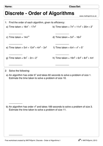 Order of Algorithms practice questions + solutions | Teaching Resources Order of Algorithms practice questions + solutions | Teaching Resources