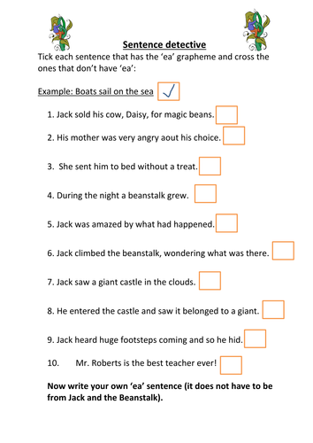 Sentence detective 'ea' words | Teaching Resources