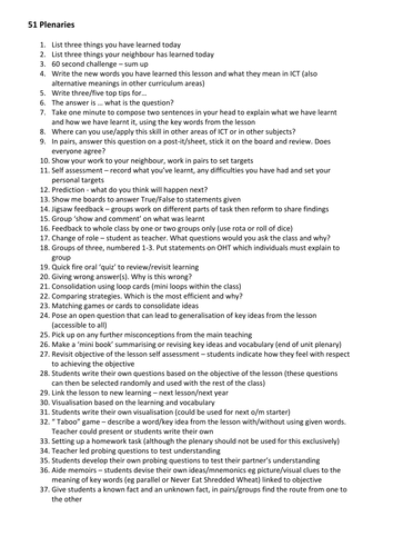 51 Plenaries | Teaching Resources