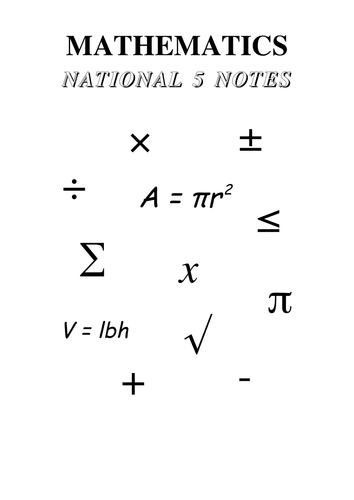 National 5 Mathematics Notes by tumshy - Teaching Resources - Tes
