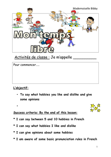 Secondary French resources: sports