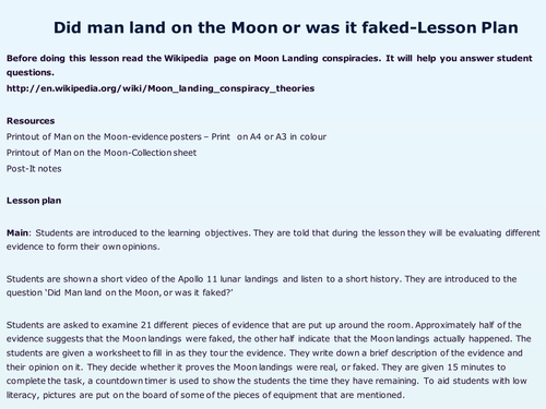 Mythbusters Moon Landing Worksheet