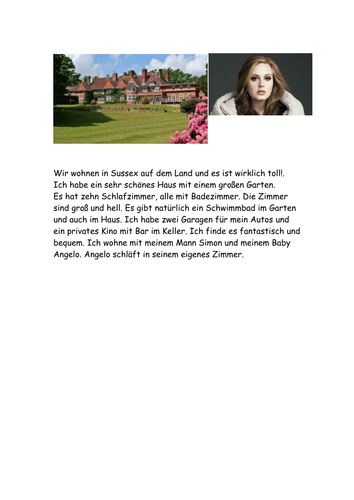KS3 German: Running dictation - Adele's house | Teaching Resources