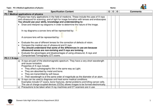 AQA GCSE Physics P3 specification checklists | Teaching Resources