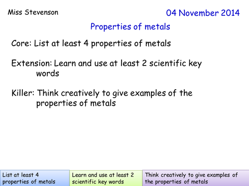 Properties of metals | Teaching Resources Properties of metals | Teaching Resources