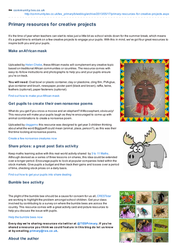 Primary resources for creative projects | Teaching Resources