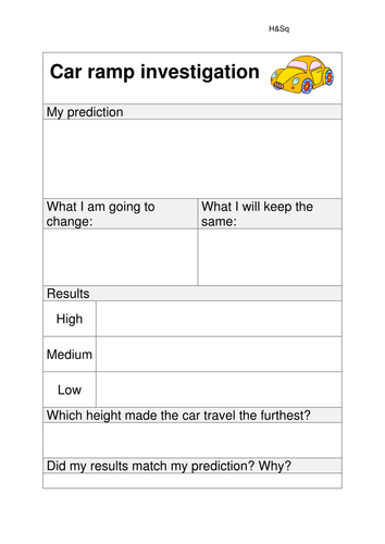 Forces - a car down a ramp by - UK Teaching Resources - TES