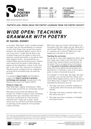 Teaching grammar with poetry by Rachel Rooney | Teaching Resources