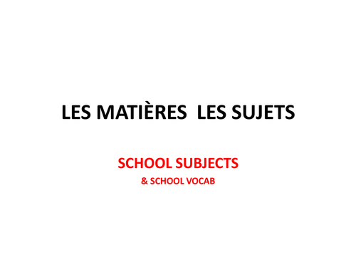school subjects in French les matières en français | Teaching Resources