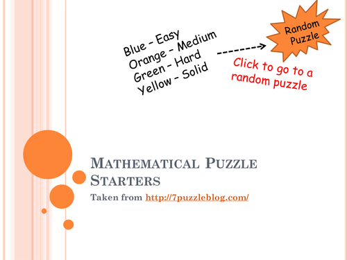 101 Puzzle Starters (7Puzzles): KS3/KS4 Maths by steele1989 - Teaching ...