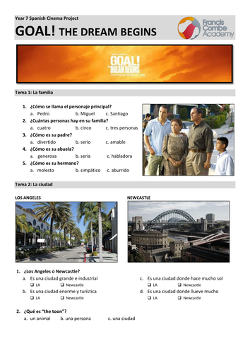 GOAL! Year 7 Spanish Film Project | Teaching Resources