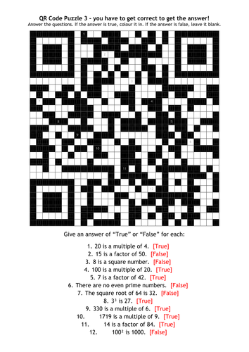 QR Code Puzzle 3 - Number Facts | Teaching Resources