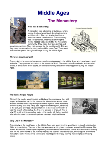 Middle Ages - medieval monastery, monks | Teaching Resources