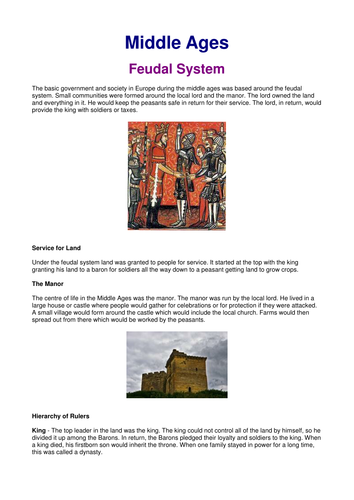 The Feudal system - illustrated & explained | Teaching Resources