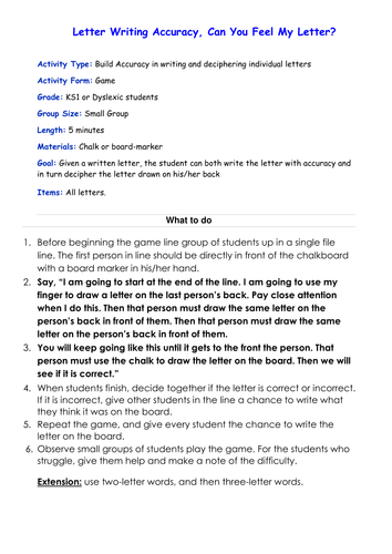 Letter Writing Accuracy - Can you feel my Letter? | Teaching Resources