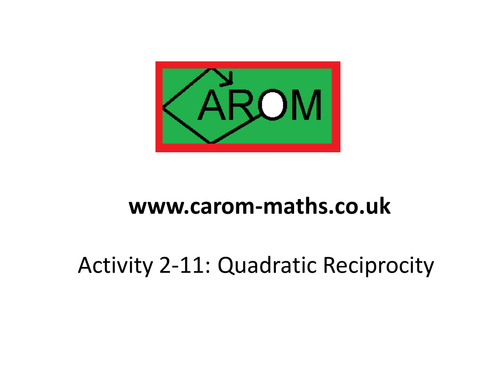 Quadratic Reciprocity Number Theory Teaching Resources