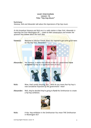 Intermediate English Language: Hip Hop Music | Teaching Resources