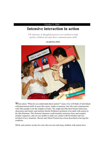 Article - Intensive interaction in action | Teaching Resources
