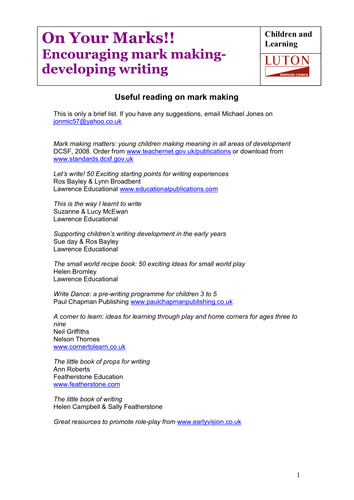 Useful reading on mark making | Teaching Resources