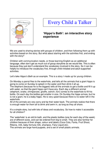 ‘Hippo’s Bath’: an interactive story experience | Teaching Resources