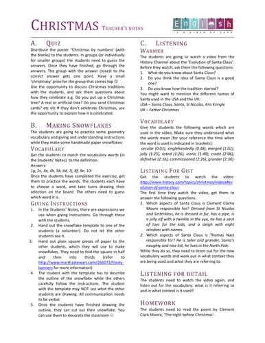 ESL Listening Lesson - Christmas | Teaching Resources