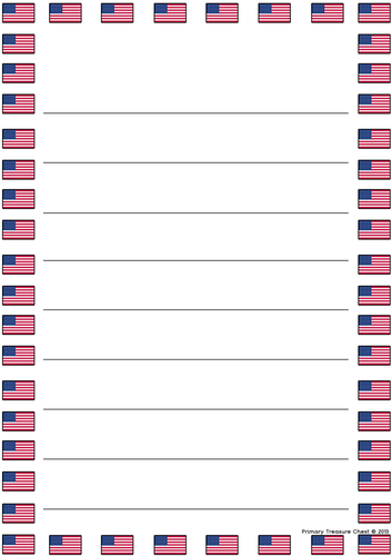 American Flag Writing Paper Printable American Flag Border Paper For